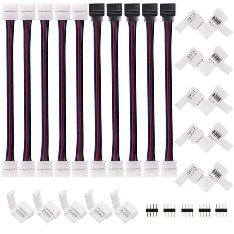 5050 4 Pin LED Strip Connector Kit - iCreating 10mm RGB LED Connector