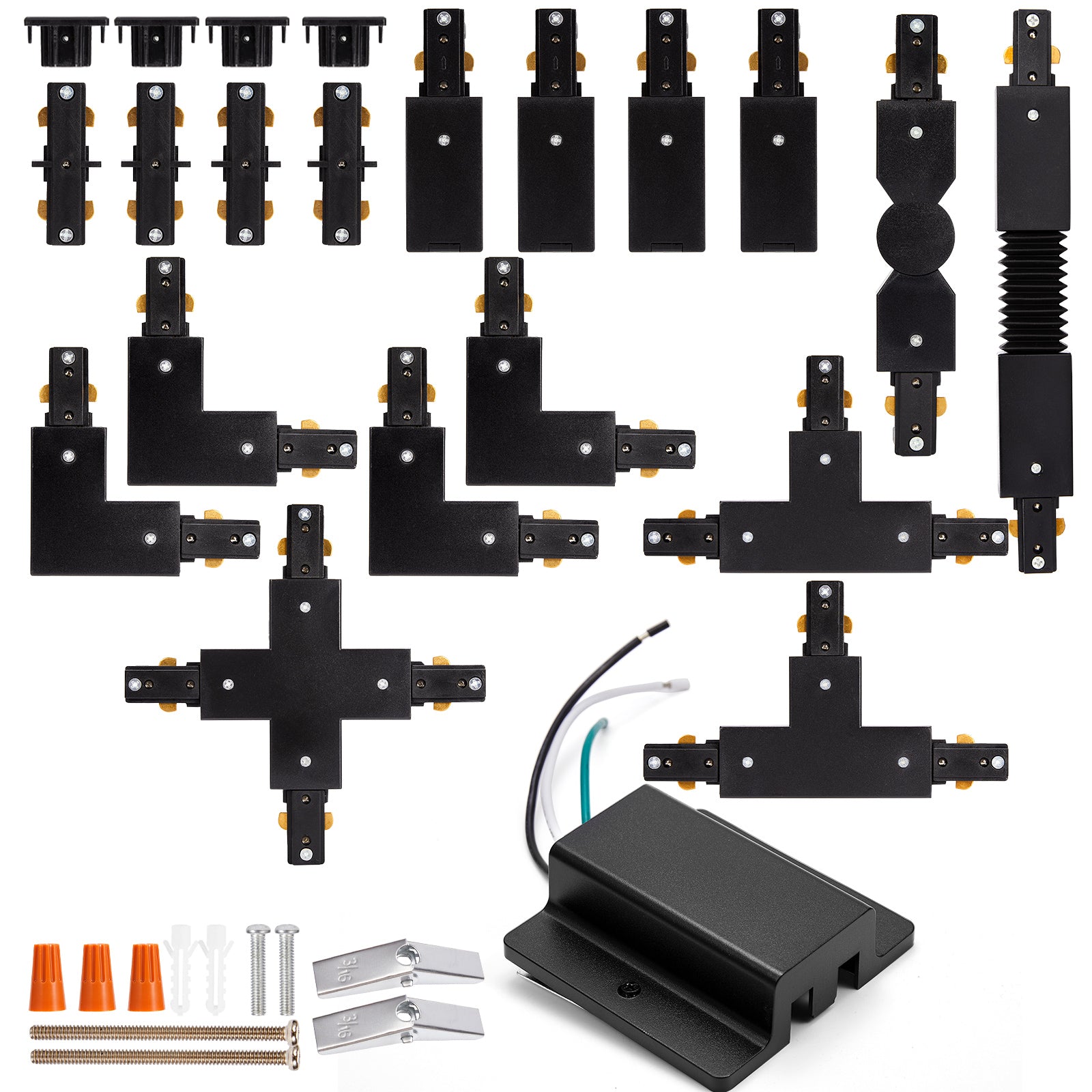 H Track Lighting Connector Kit - iCreating Black H Track Lighting Rail