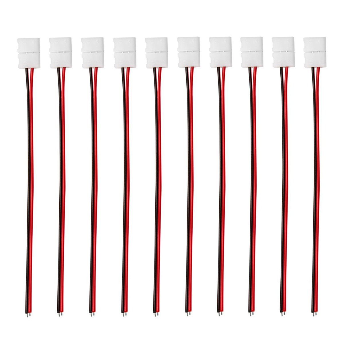 iCreating 10mm 2 Pin LED Strip Connector with Pigtail (10pcs), 5050 Fl